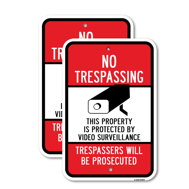 SignMission No Trespassing Protected by Video Trespasser Aluminum Sign ...