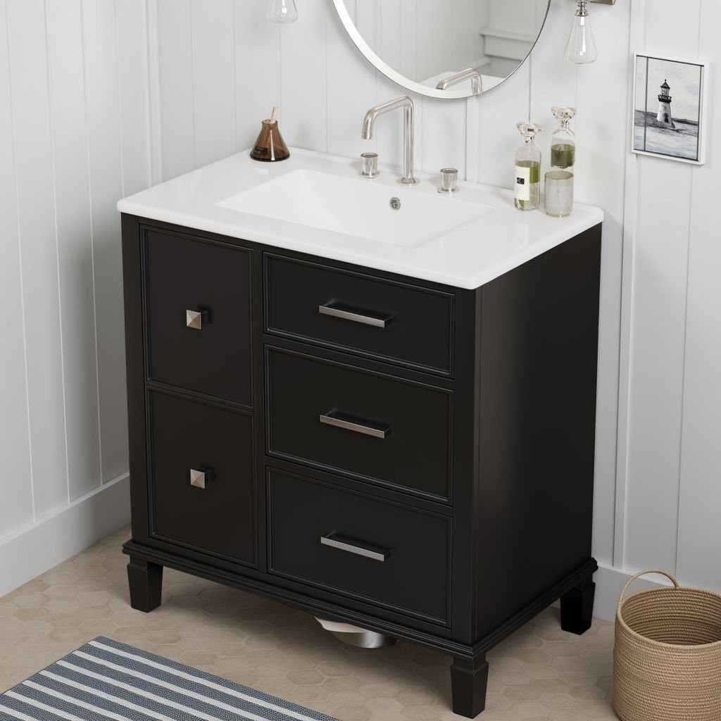 Amorphous Biz 30" Free-Standing Single Bathroom Vanity Set With Ceramic ...