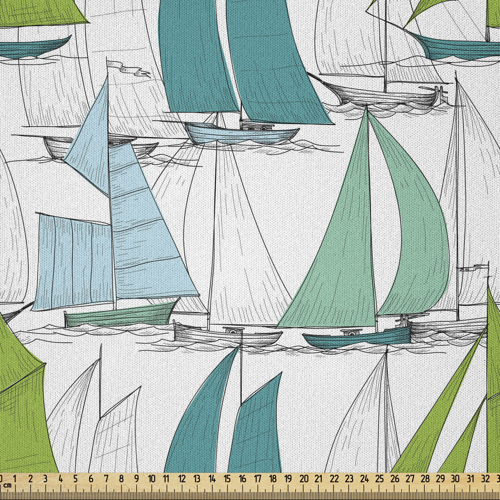 East Urban Home Nautical Fabric By The Yard, Sailing Boats On The Ocean ...