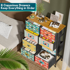 Bungalow Rose Momme Dresser for Bedroom 8 Drawer Dresser Tall Organizer ...