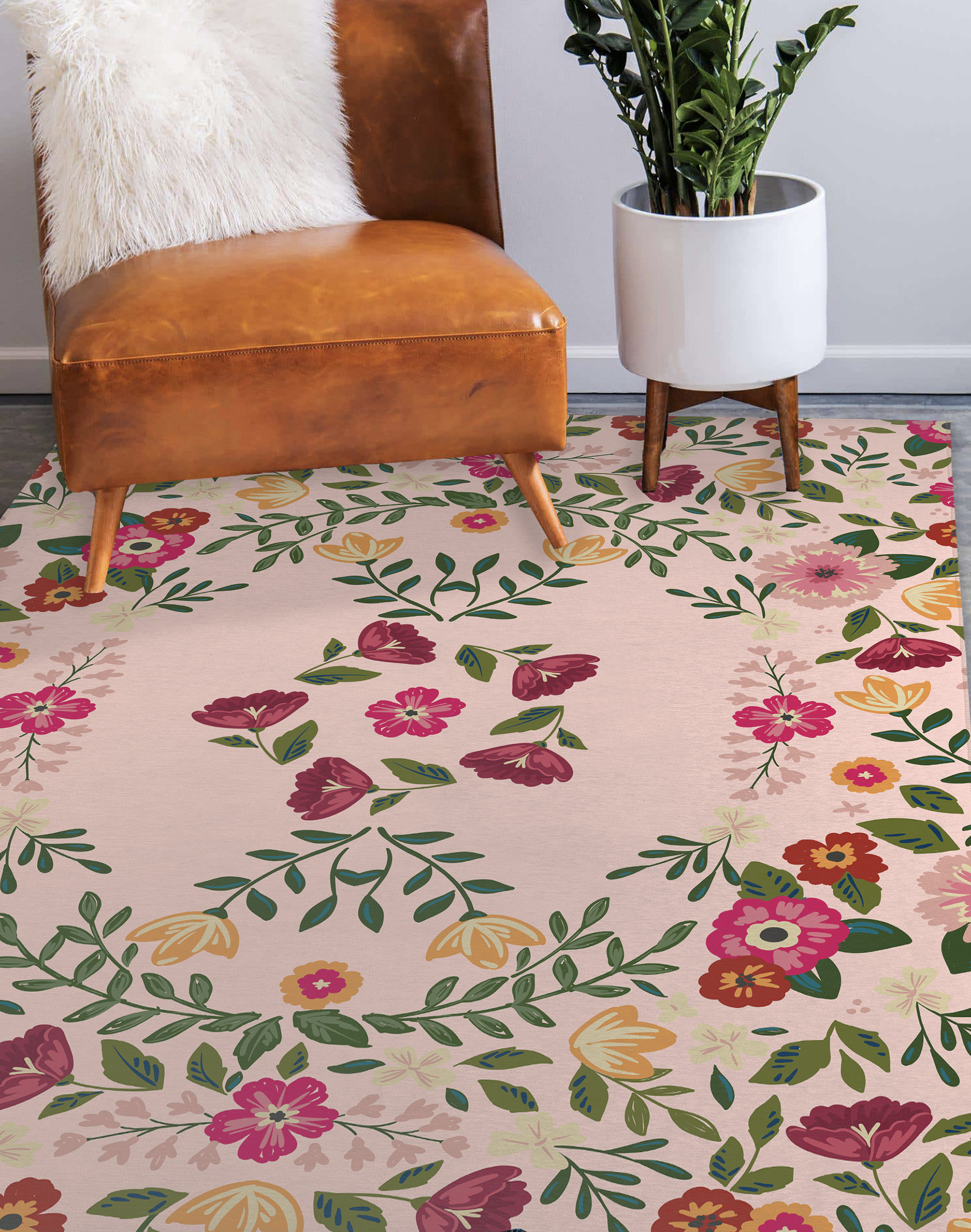 Wildon Home® Birna Floral Pink, Green, Red, Orange Area Rug - Wayfair ...