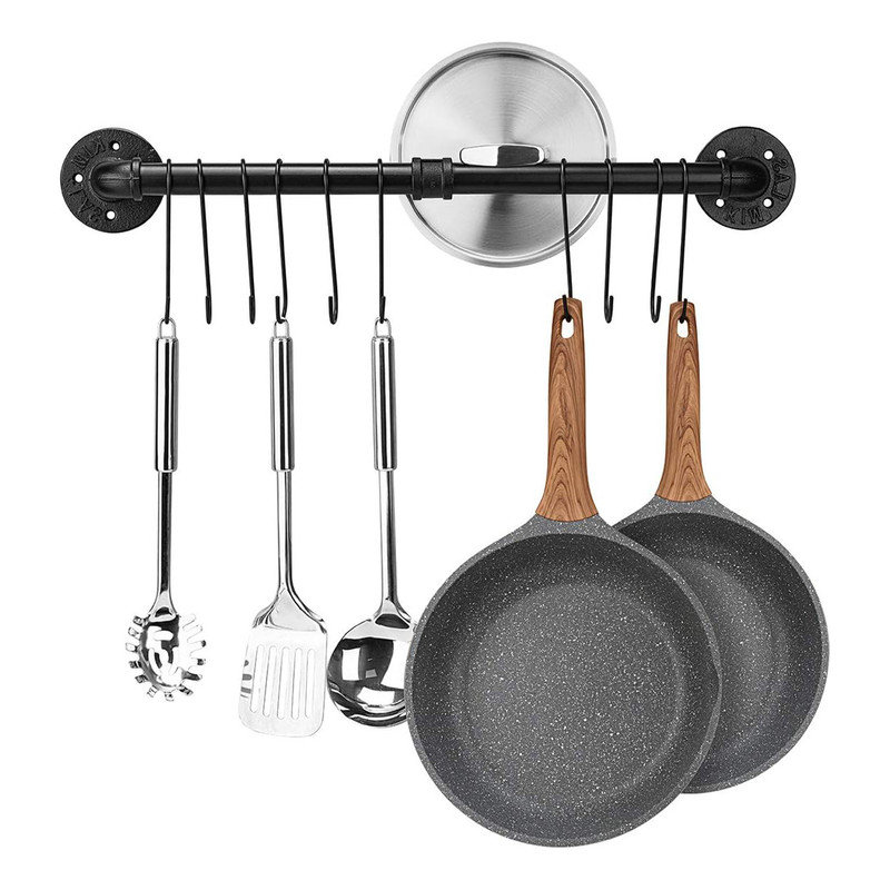 Prep & Savour 23.7 inch Pot Rack, Kitchen Wall Mounted Detachable Pan ...