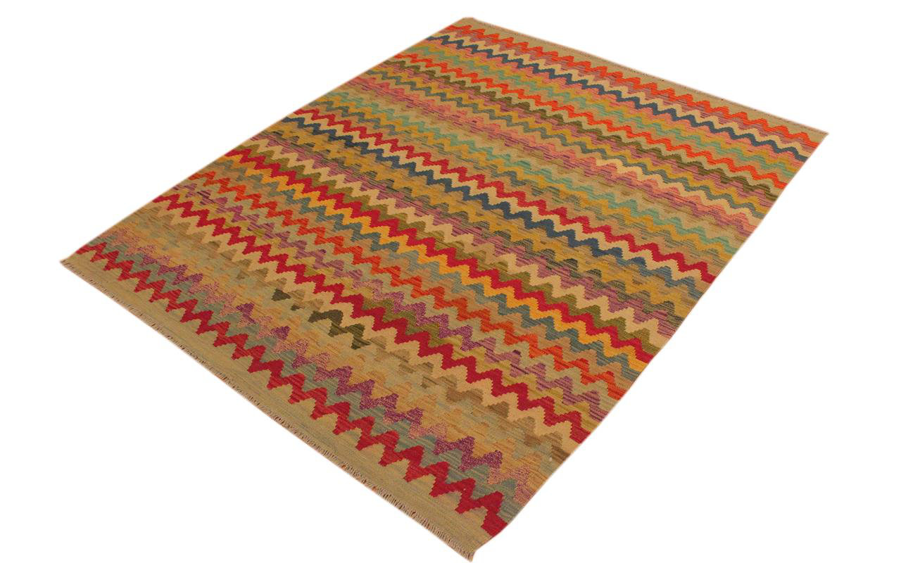 Isabelline One-of-a-Kind Sinclair Handmade Kilim 5'3" x 6'6" Wool Pink ...
