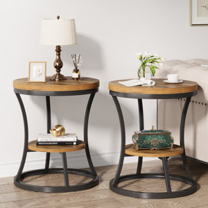 Williston Forge Kaarina End Table, Round Side Table (Set of 2 ...