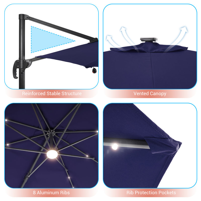 Arlmont & Co. Rinna 120'' x 96'' Rectangular Lighted Cantilever ...