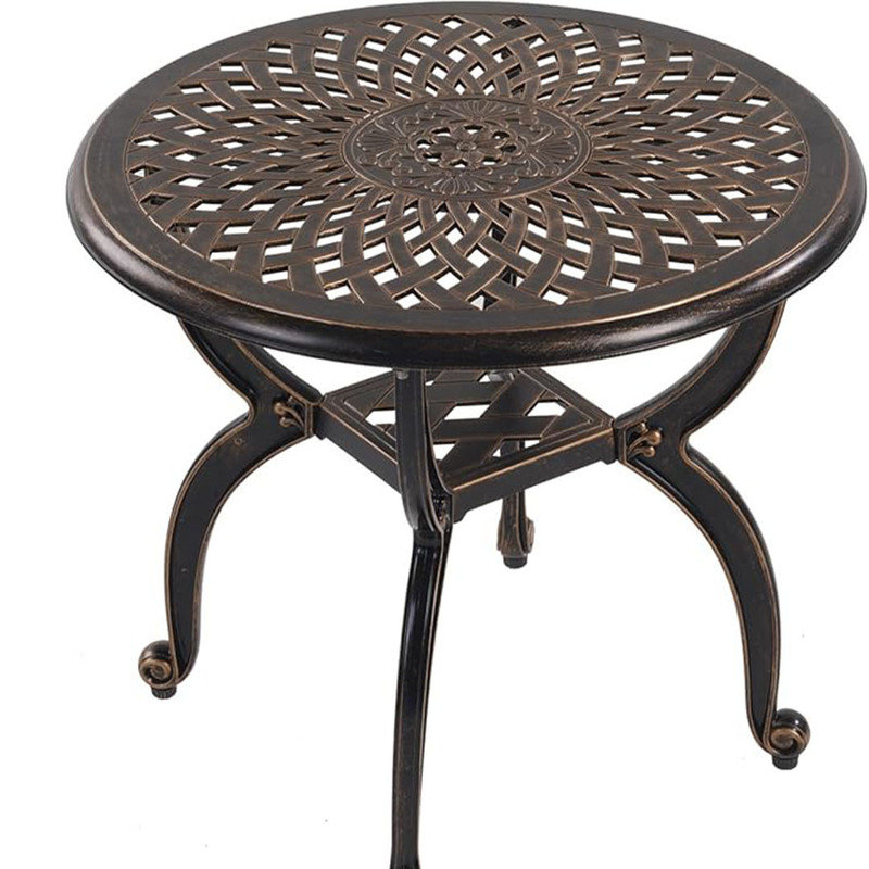 Fleur De Lis Living Cast Aluminum Outdoor Side Table, Small Outdoor ...