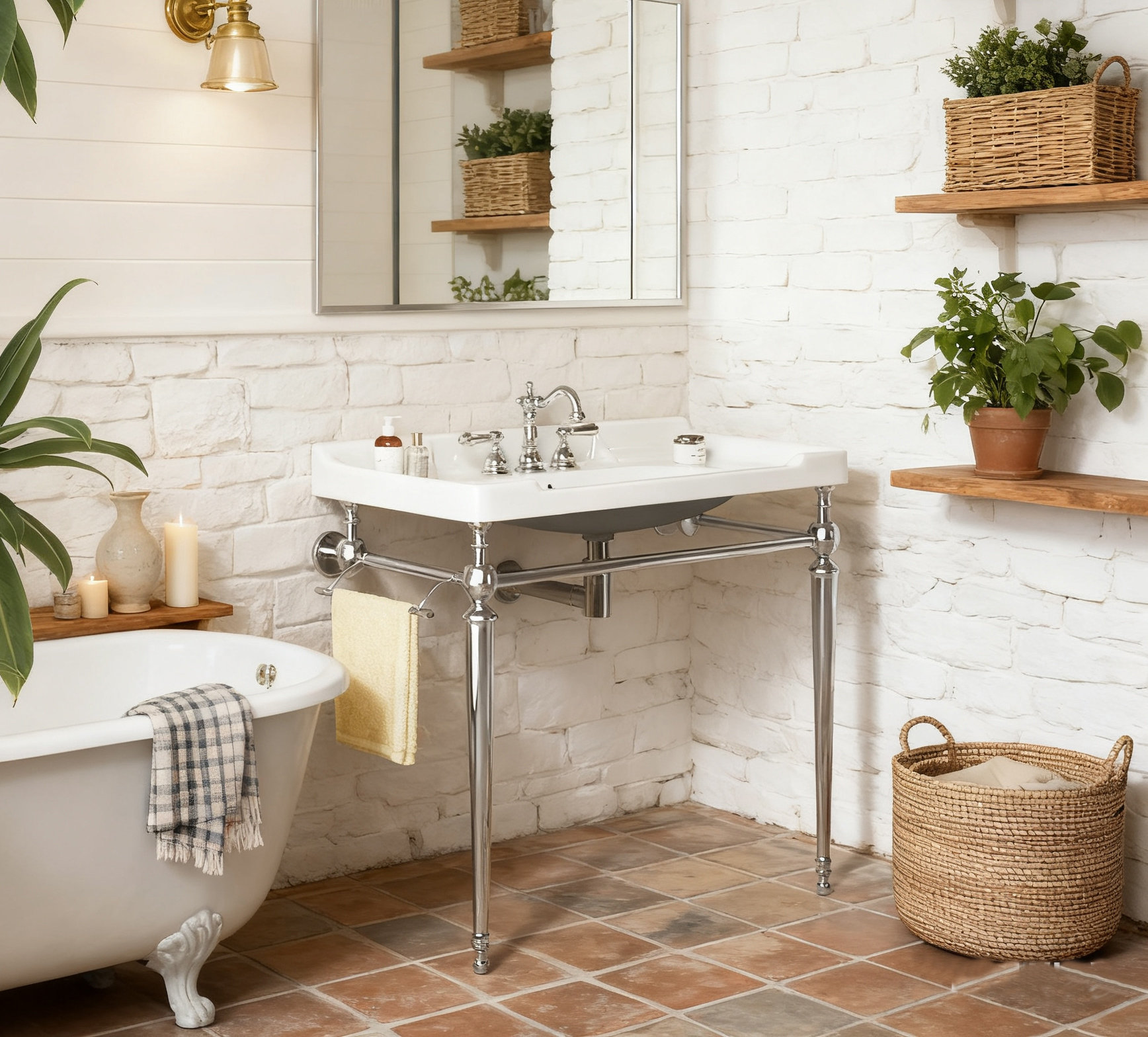 House of Hampton® 36'' Vintage Console Bathroom Sink, Freestanding Wall ...