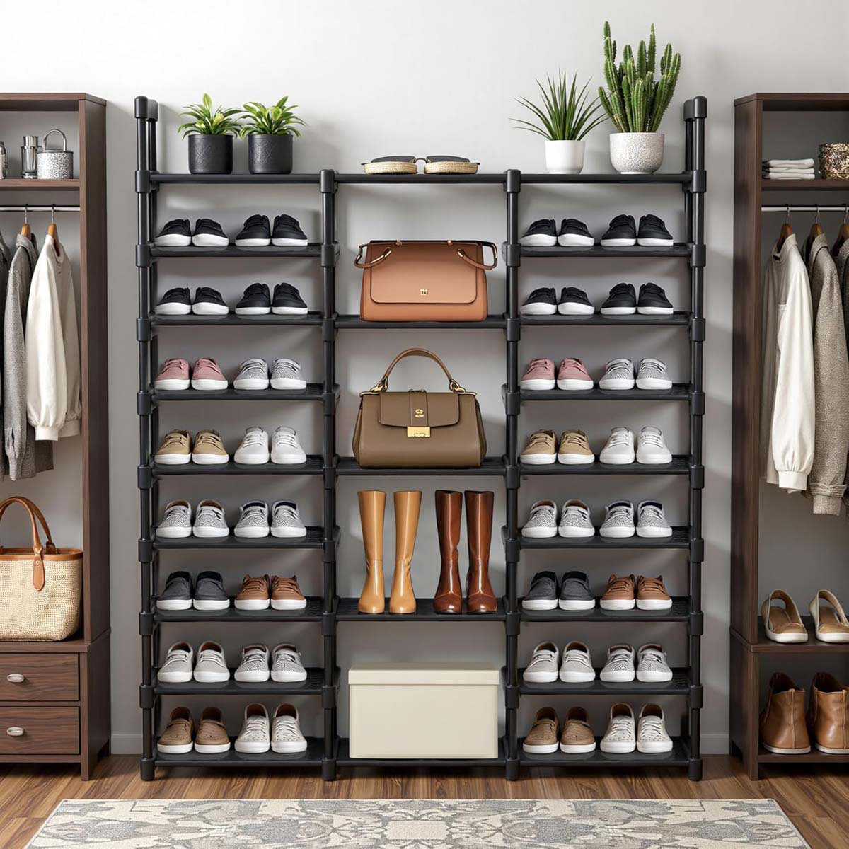 Latitude Run® Shoe Rack Storage Shelf Stand Cabinet, 9 Tier Shoe ...