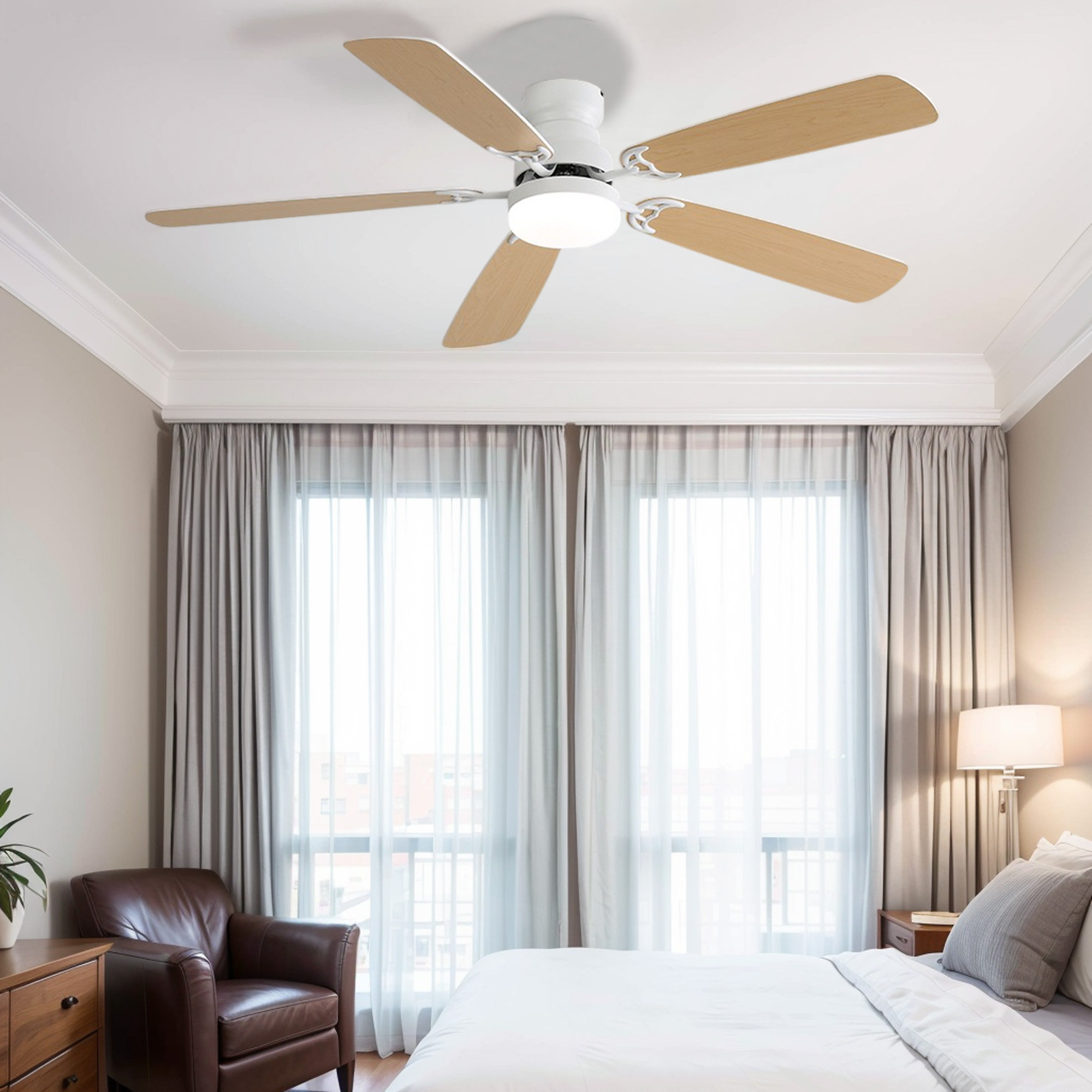 Ebern Designs 52"Ceiling Fan with LED Light & Remote, Quiet DC Motor ...