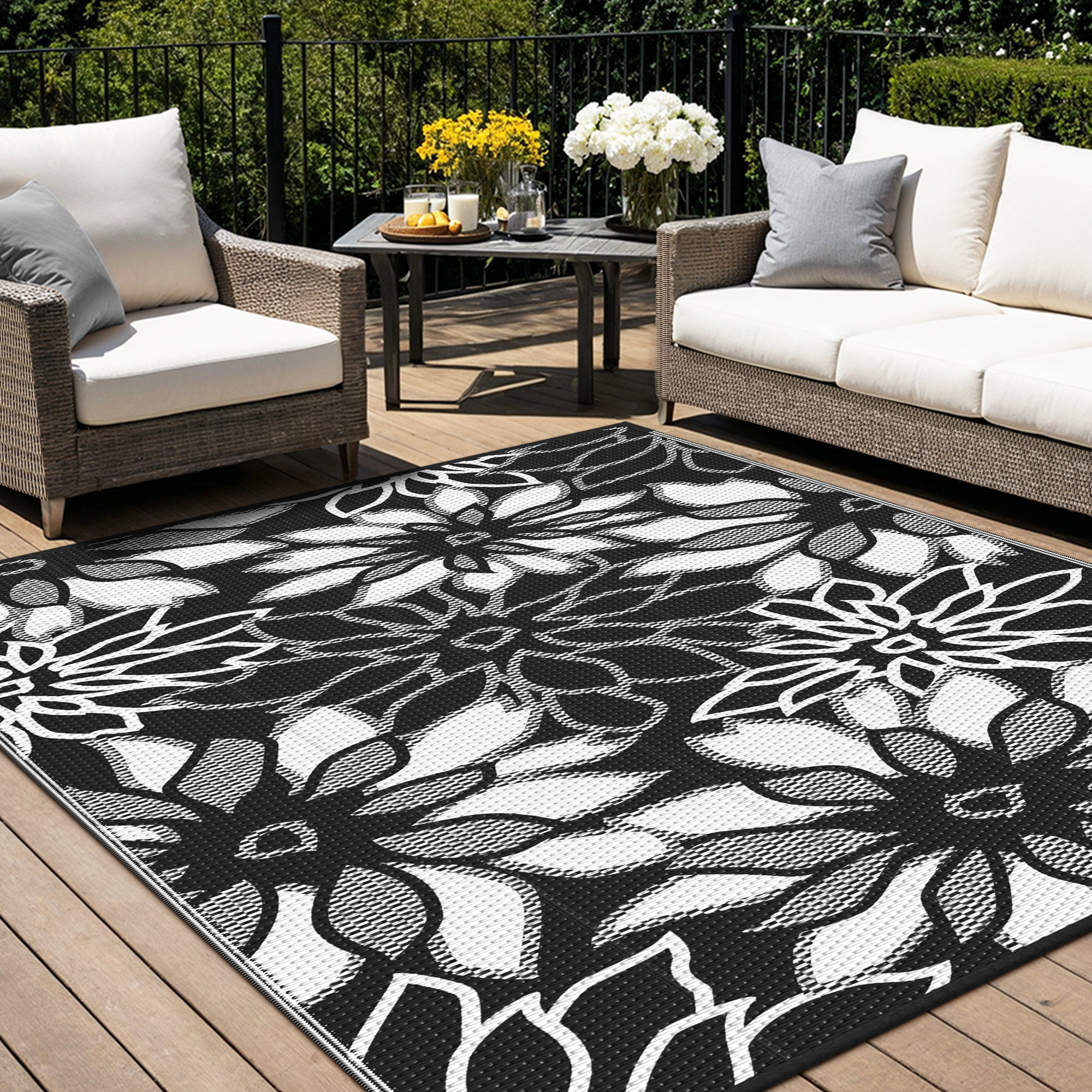 Winston Porter Reversible Waterproof Plastic Straw Outdoor Rugs Mats ...