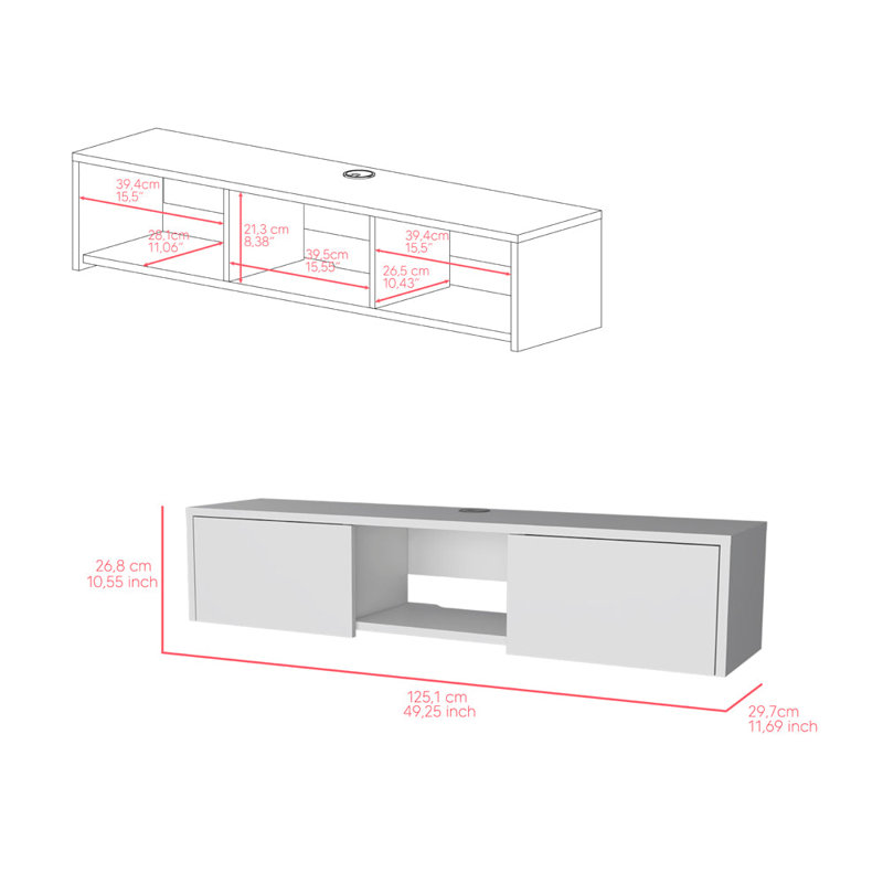 Ebern Designs Floating Tv Stand Watson, Living Room, White | Wayfair