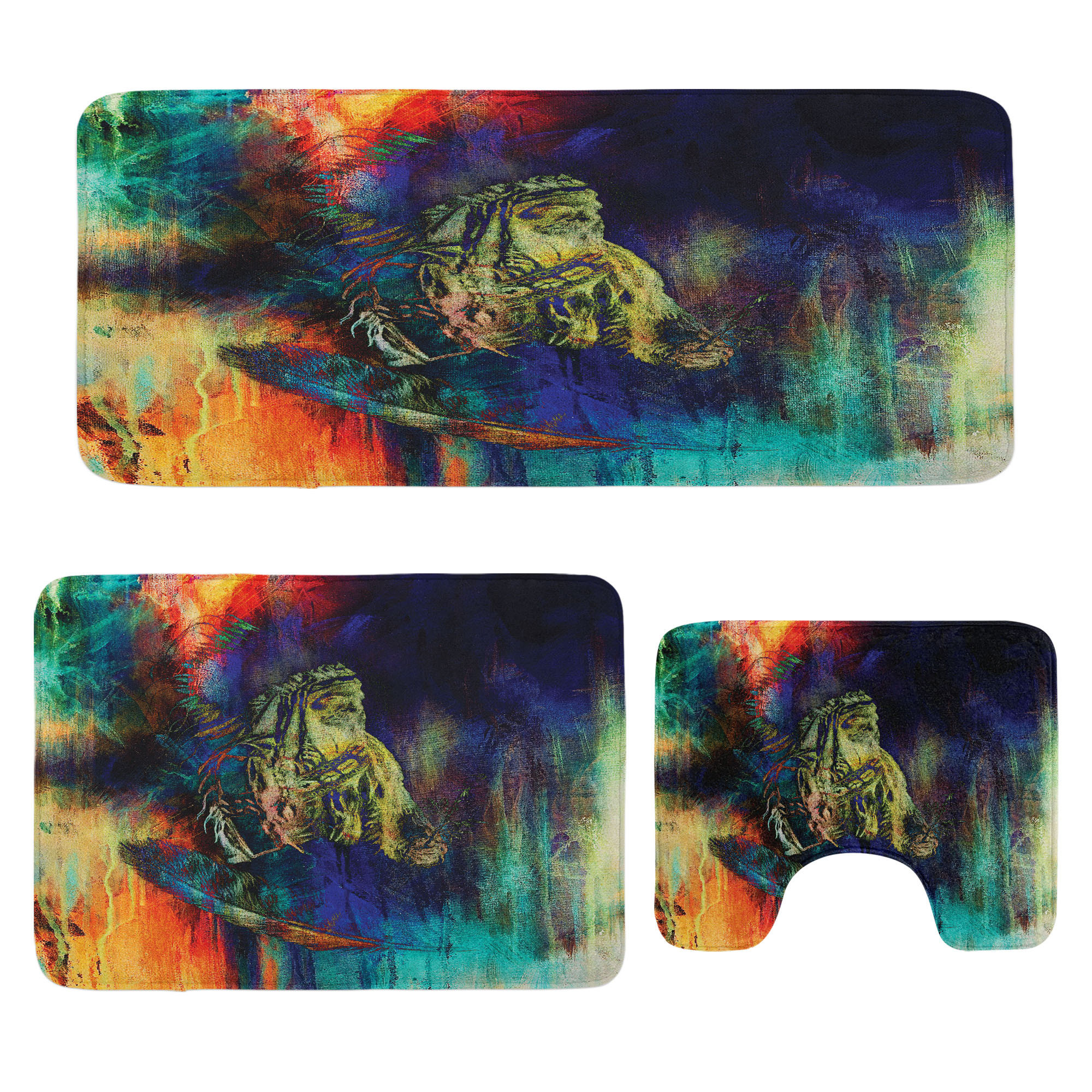 Dakota Fields Tribal Bathroom Rug Set 3 Pieces U-Shape & Rectangle Mats ...