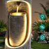 Latitude Run® 40" Modern Dual-Layer Water Fountain with LED Lights ...