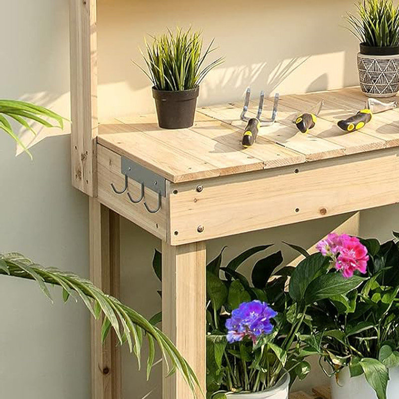 Arlmont & Co. Potting Bench Table, 60.5” Wood Garden Work Bench ...