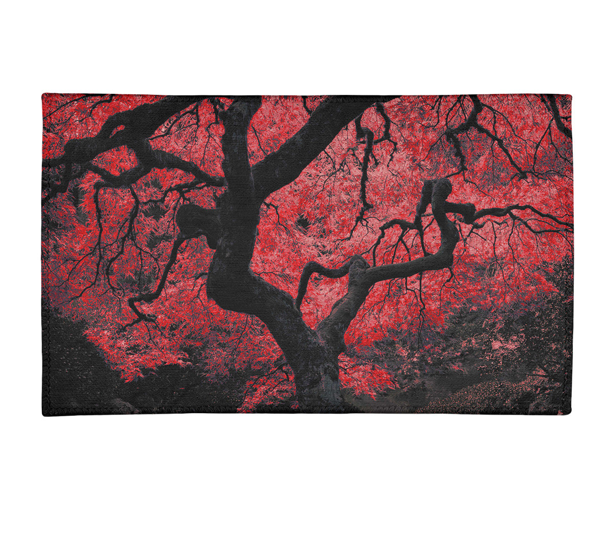 East Urban Home Japanese Maple Tree Chenille Red Area Rug | Wayfair