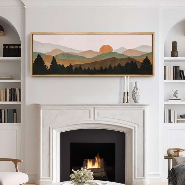 IDEA4WALL Sun Mountain Landscape " Abstract Mountain Contours Sunset ...