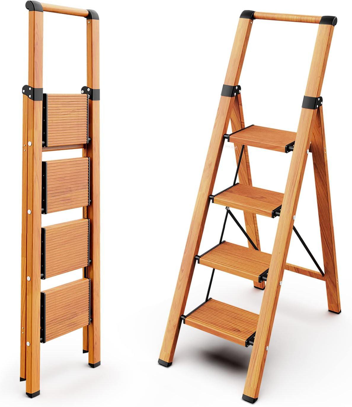 WFX Utility™ 4 Step Ladder, Foldable Aluminum Ladder, Portable ...