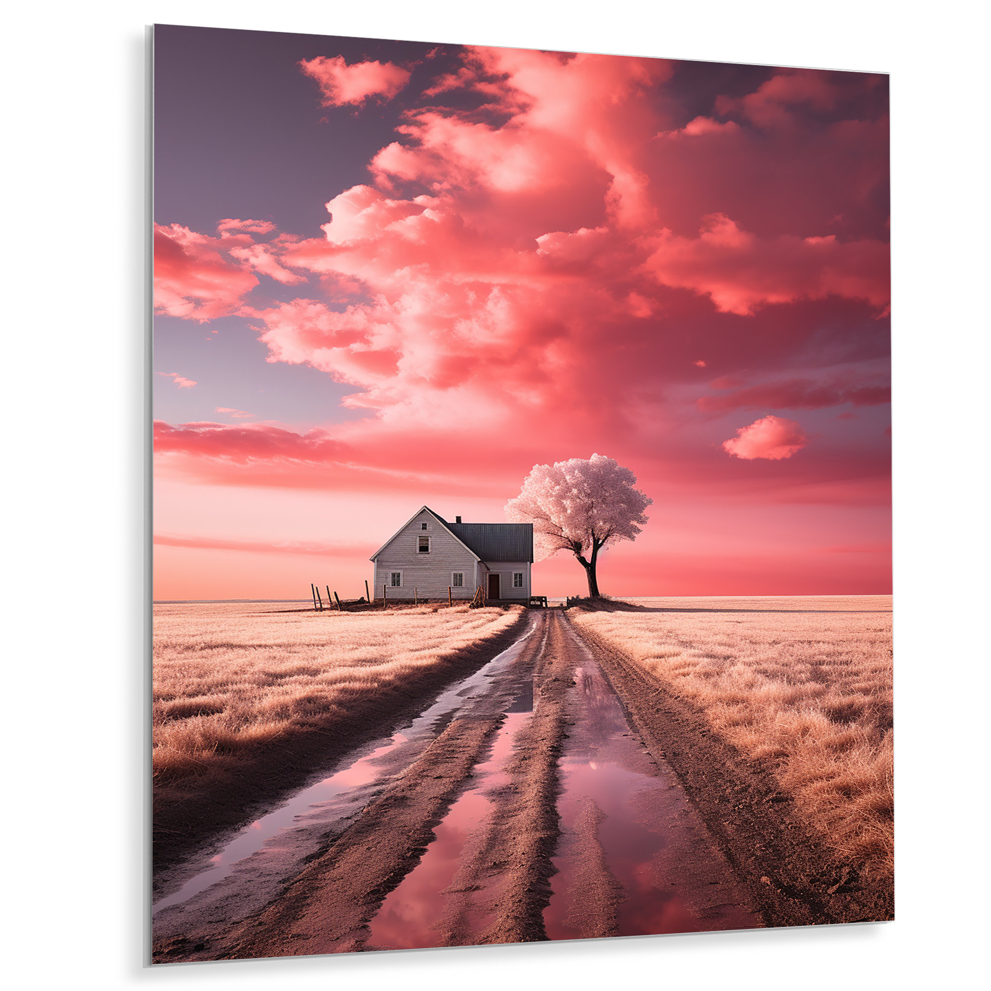 Latitude Run® Monochrome Pink Farmhouse Solitude - Landscape & Nature ...