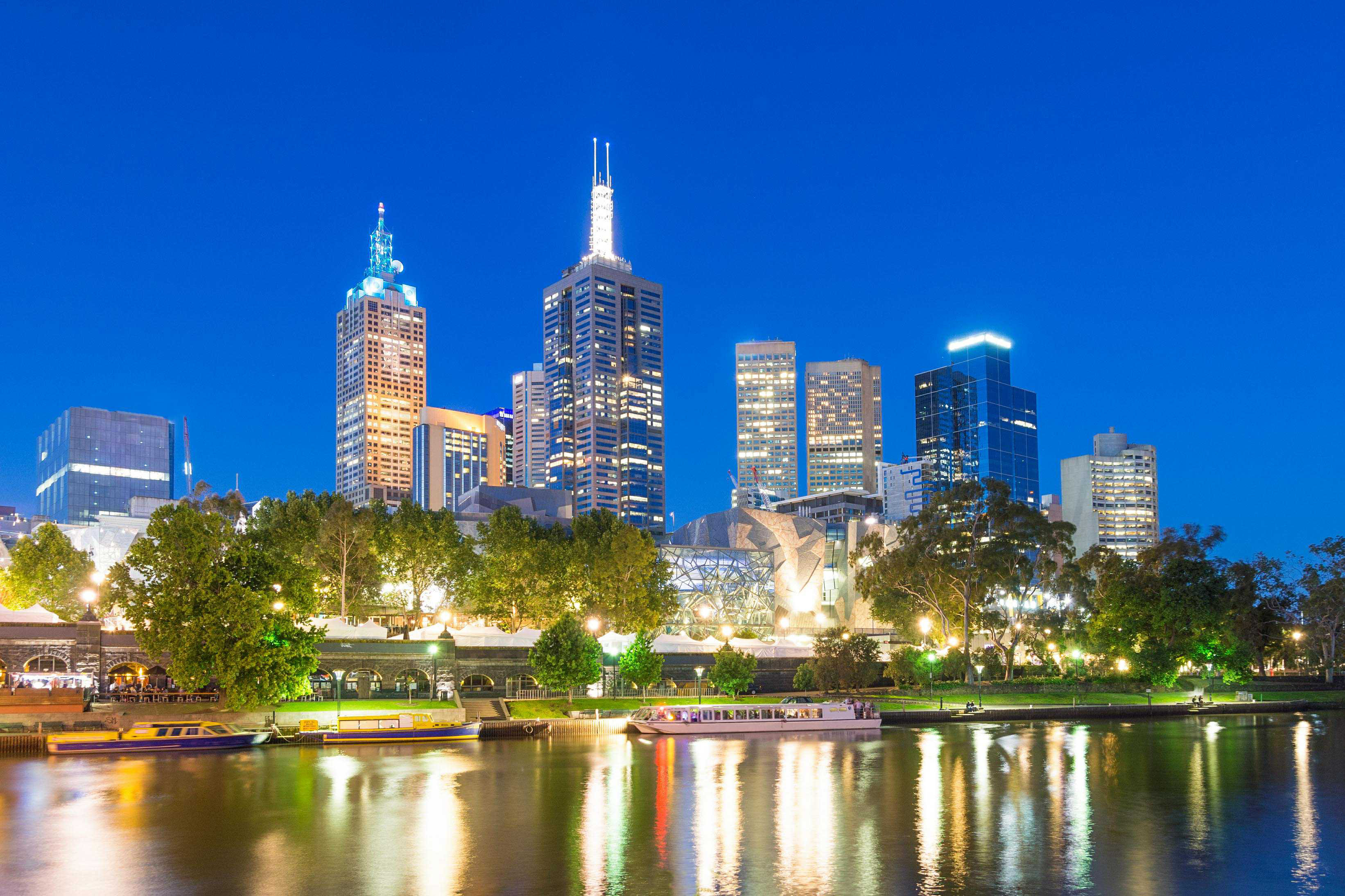 Ebern Designs Melbourne at Night by Scottnz - Wrapped Canvas Photograph ...