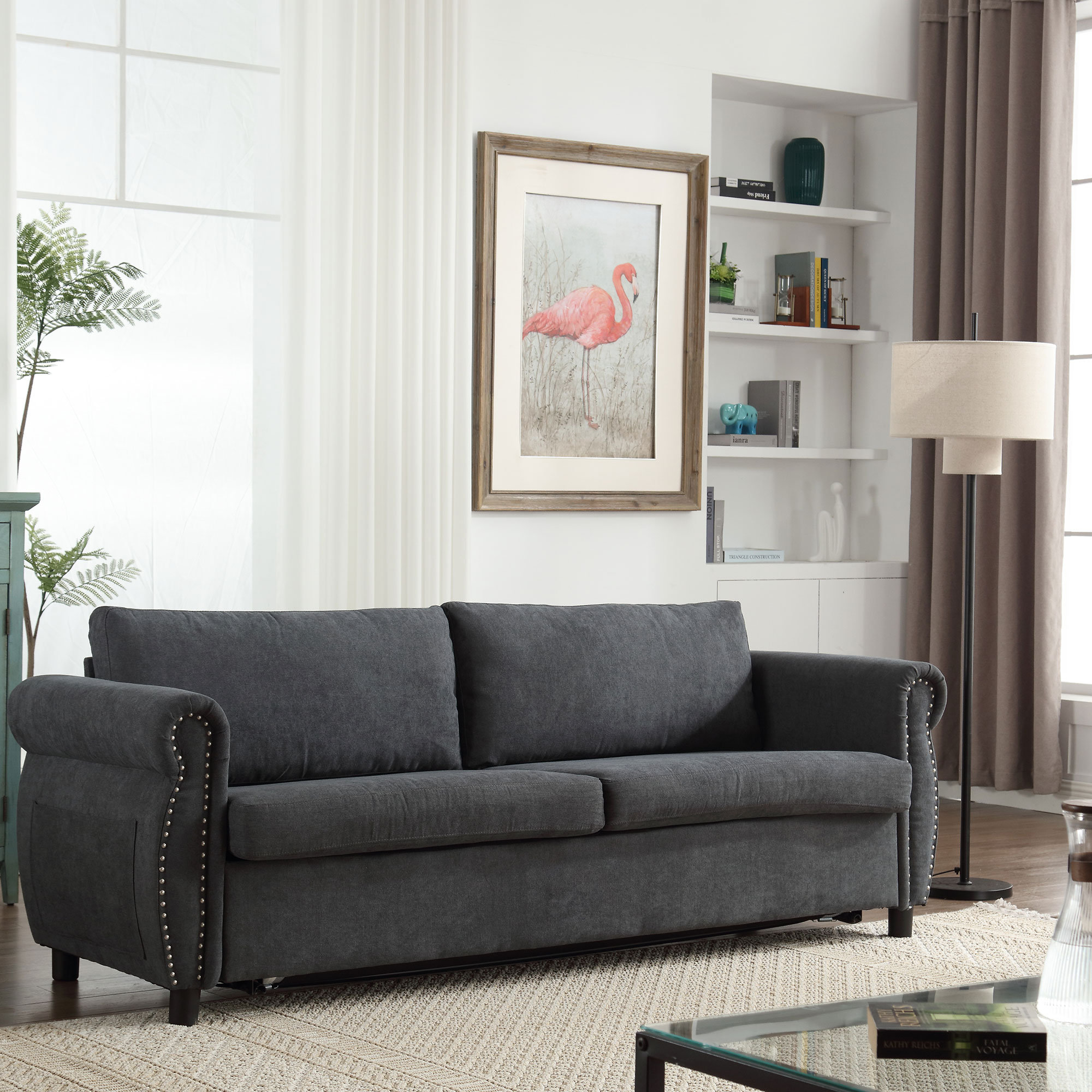 Lark Manor™ Nero 2-in-1 Upholstered Sofa Bed with Large Mattress | Wayfair