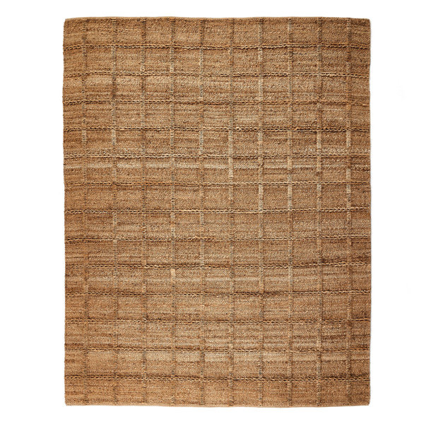 Four Hands Grid Flatweave Jute Solid Color Area Rug in Natural Grid ...