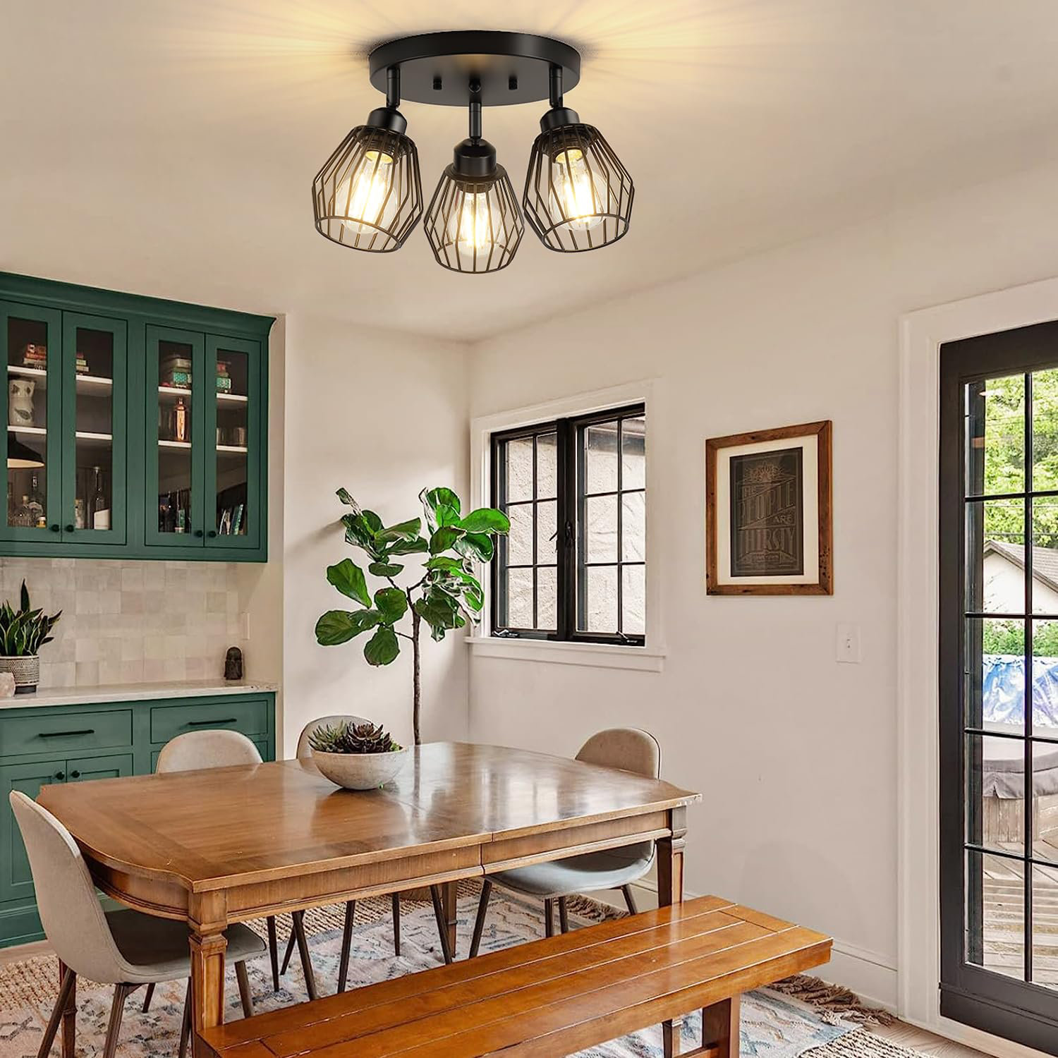 17 Stories 3-light Kitchen Light Fixtures Ceiling Mount, Adjustable ...