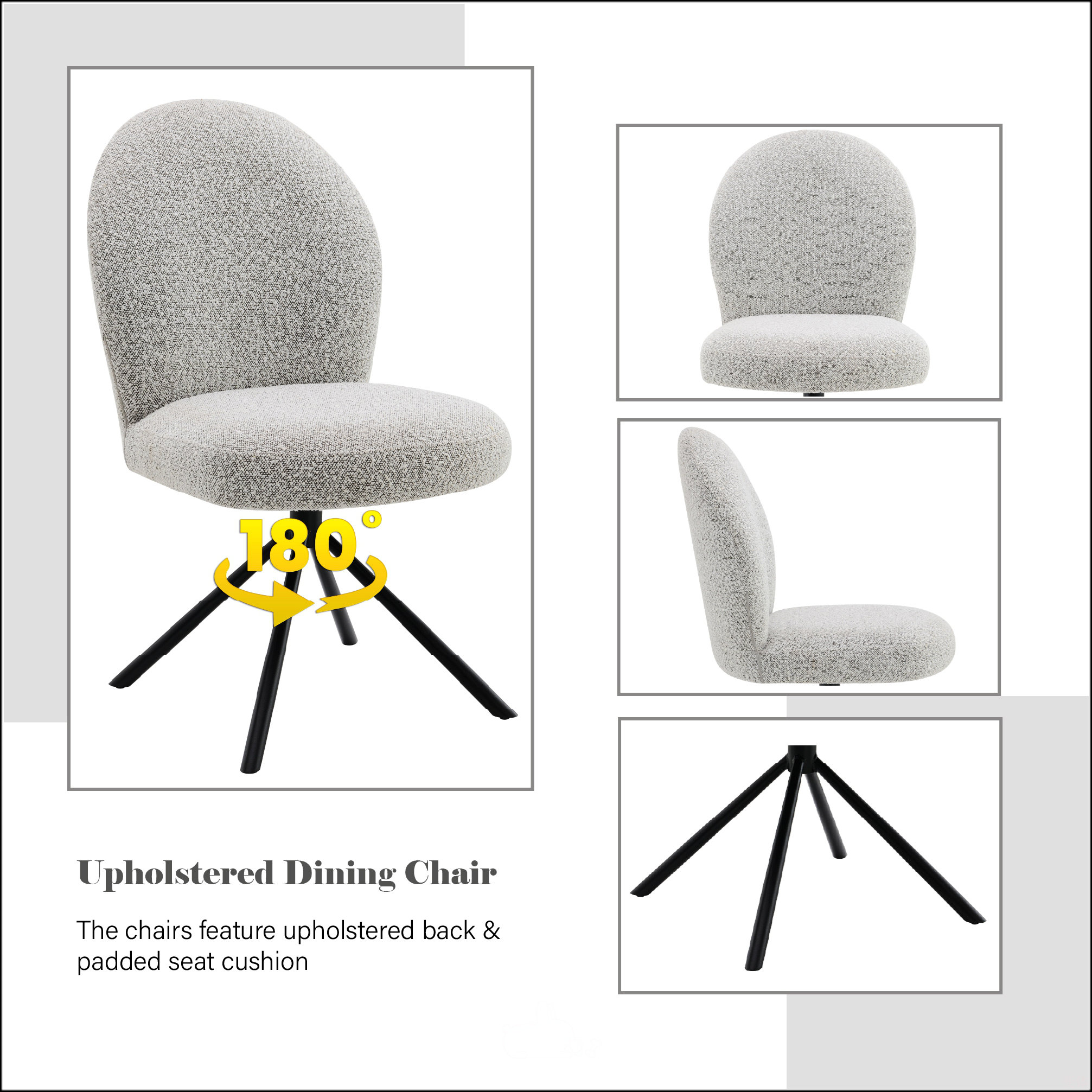 Corrigan Studio® Gray Boucle Side Chair With Swivel | Wayfair