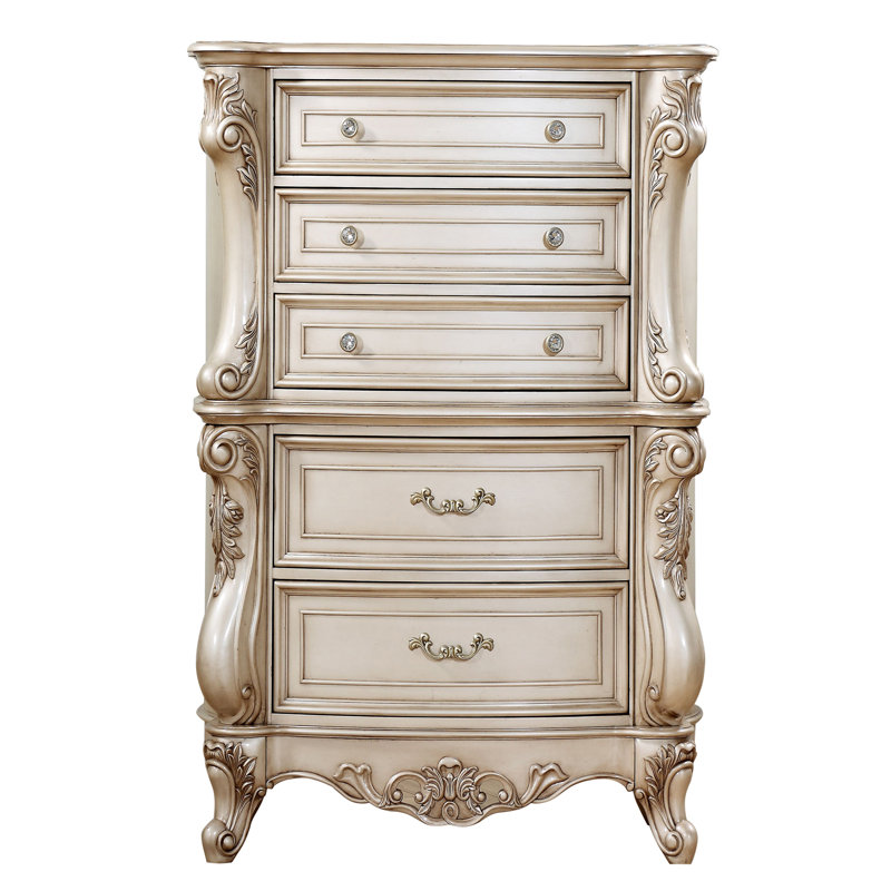 Rosdorf Park Karyss Golden Ivory 5-drawer Chest | Wayfair
