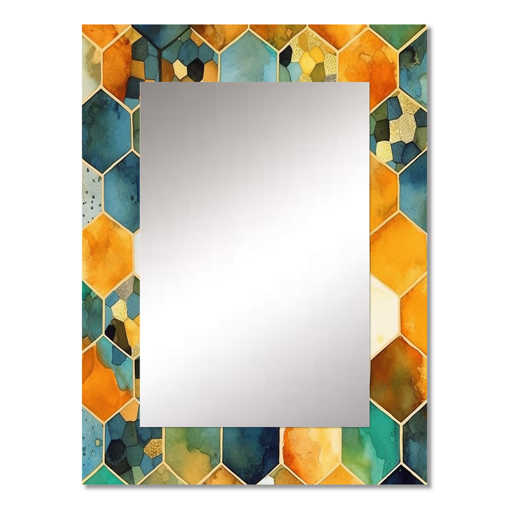 East Urban Home Colorfull Hexagone III - Abstract Shapes Mirror, Modern ...