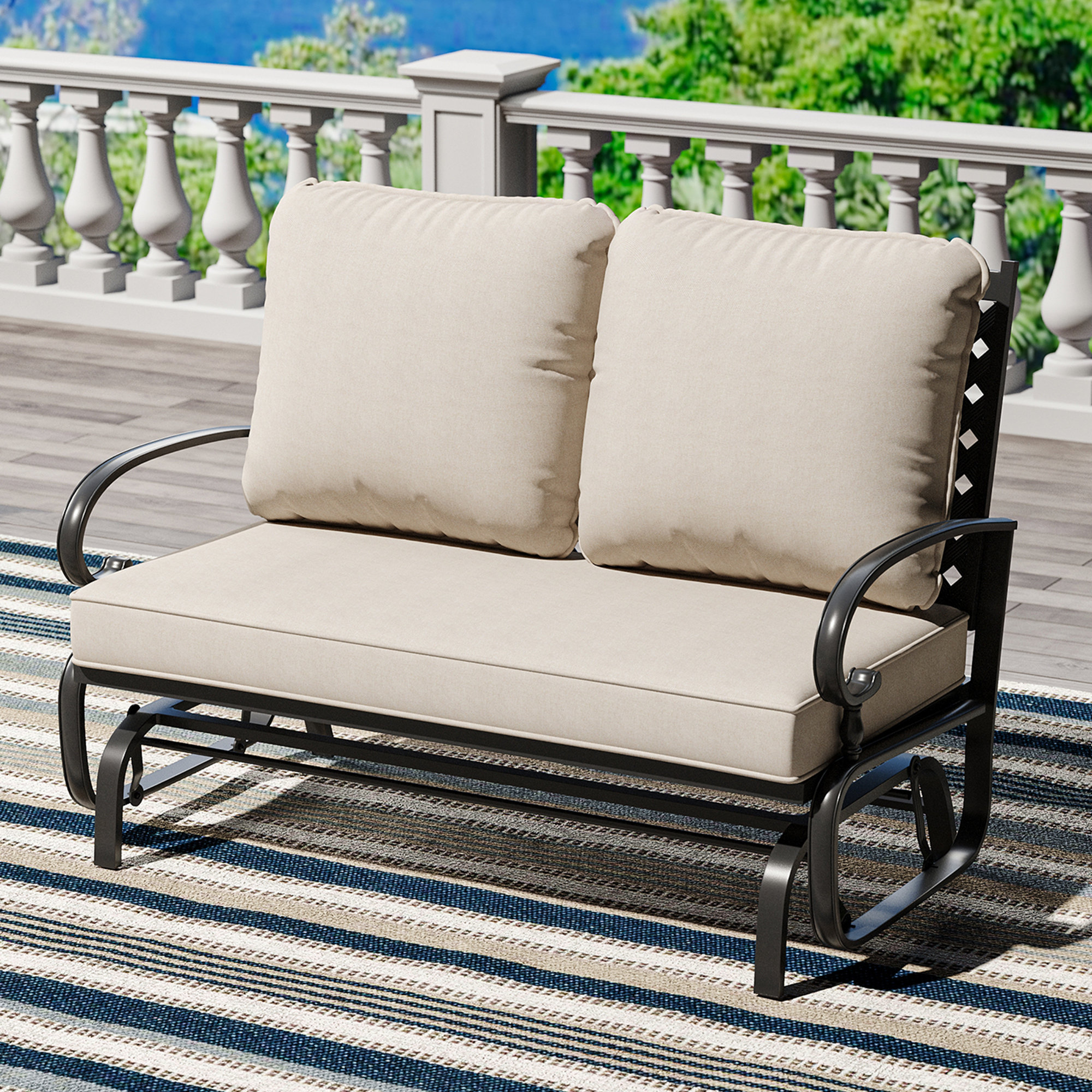 Winston Porter Balderston 51'' Wide Outdoor Rectangle Loveseat with ...