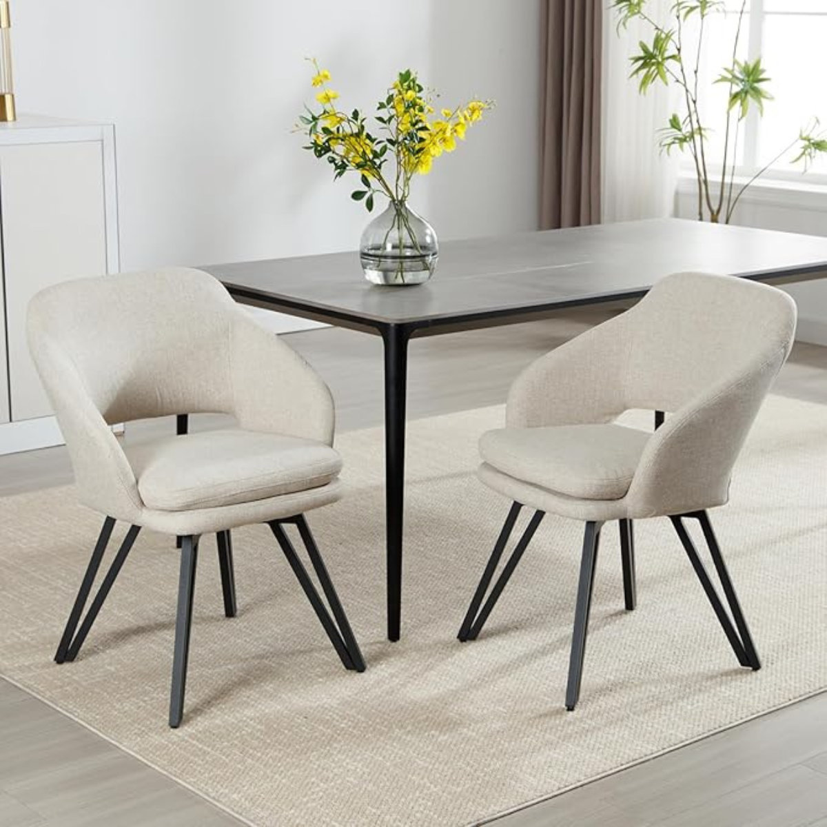 Latitude Run Wahson Dining Chairs Set of 2 in Chenille Corner Chairs ...