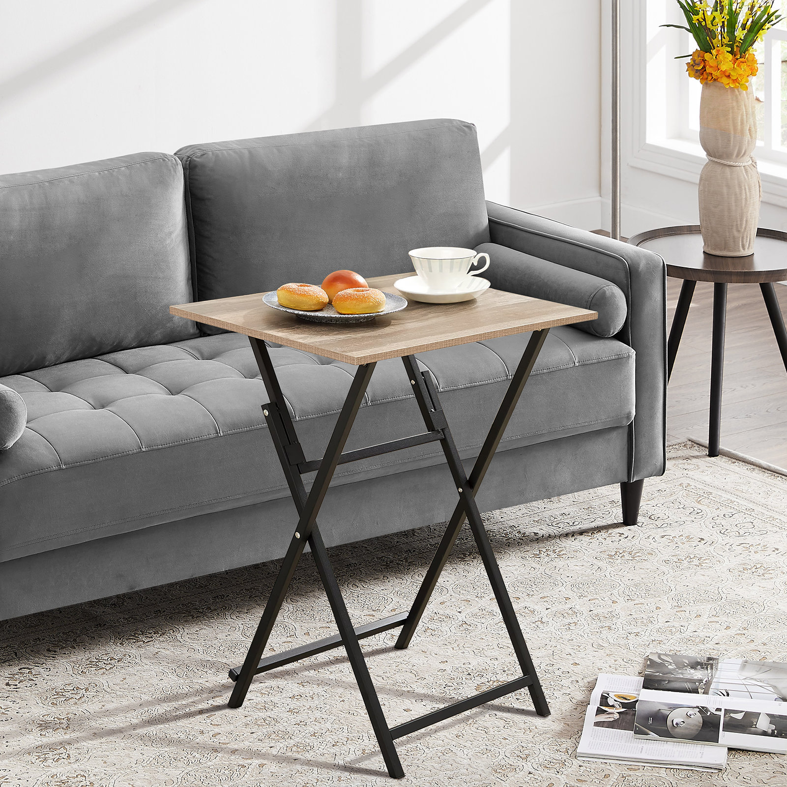 Mercer41 2-Piece Folding Tv Tray Table Set,Foldable Sofa Side Table ...