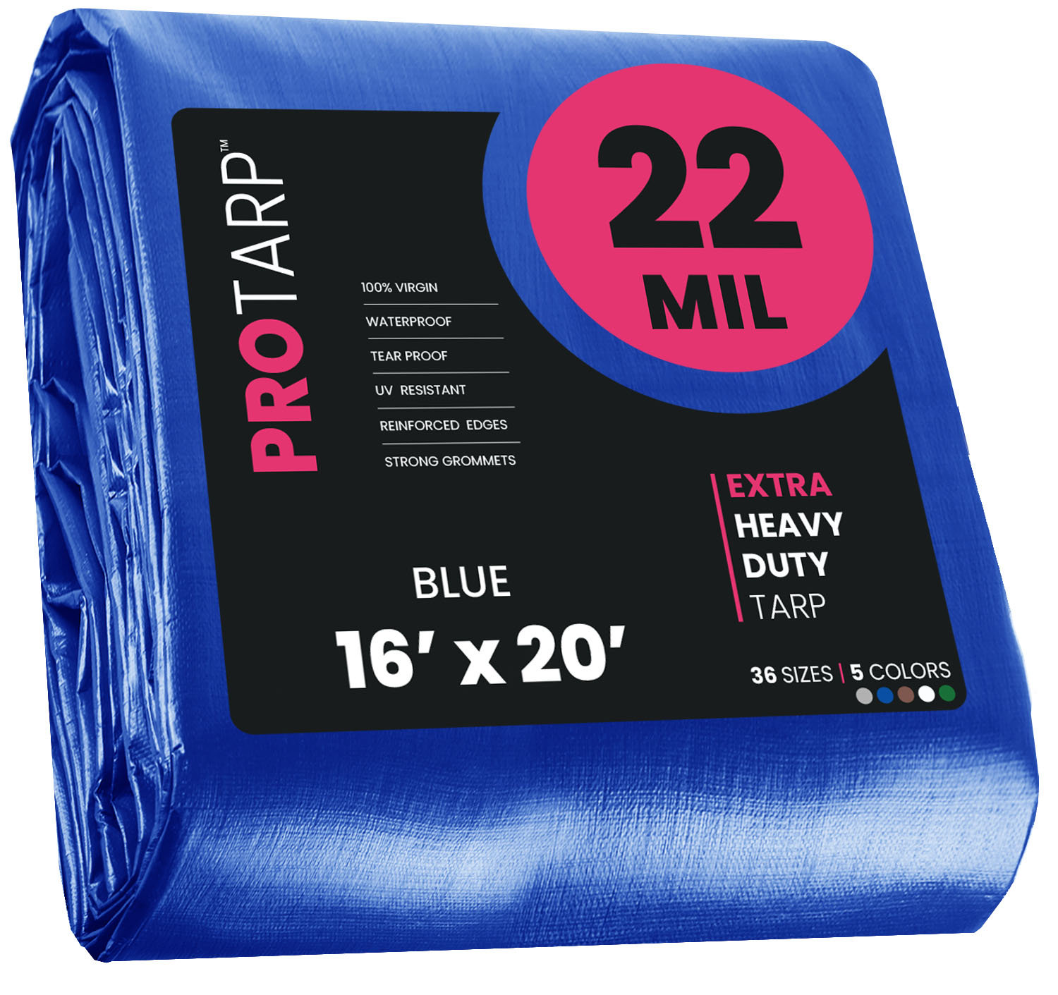 PROTARP 16 ft. x 20 ft. 22 Mil Heavy Duty Polyethylene Tarp, Waterproof ...