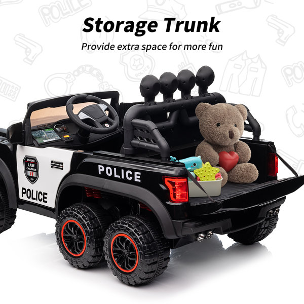 Outfunny 24V 4WD Ride on Police Car, Kids Ride on Toy Truck with Remote ...