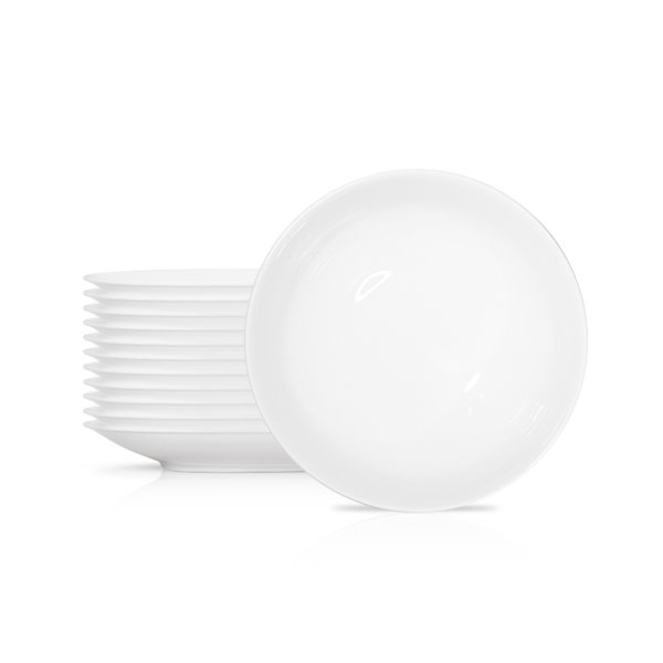 TPK Fine Porcelain 9 Inch Flat Round Salad Plates – Set Of 12, Pearl ...