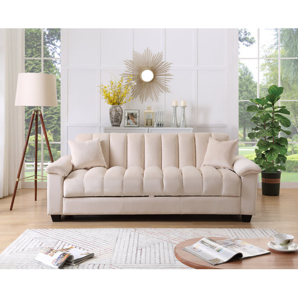 Latitude Run® Full 82.7'' Wide Velvet Biscuit Back Convertible Sofa ...