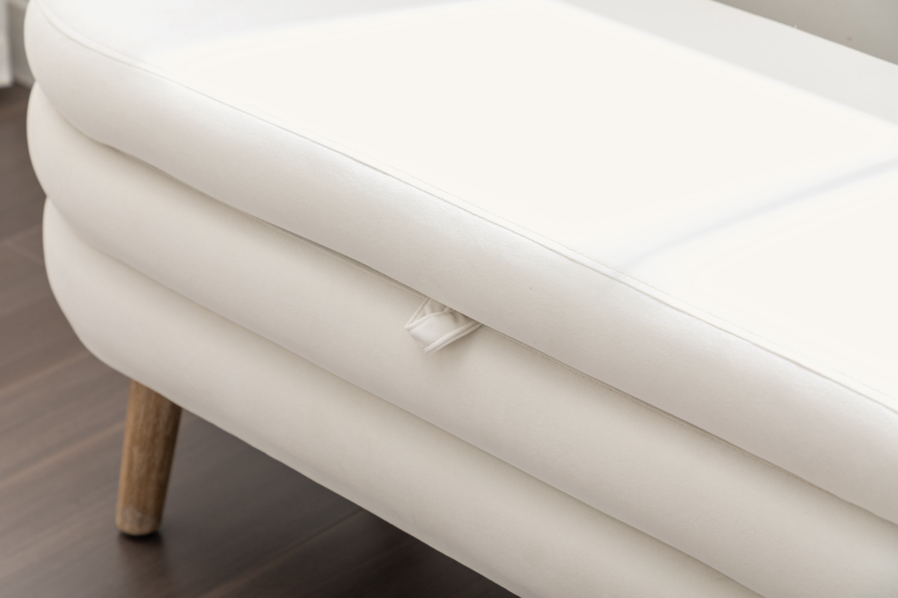 Mercer41 Velvet Fabric Storage Bench Bedroom Bench With Wood Legs For ...