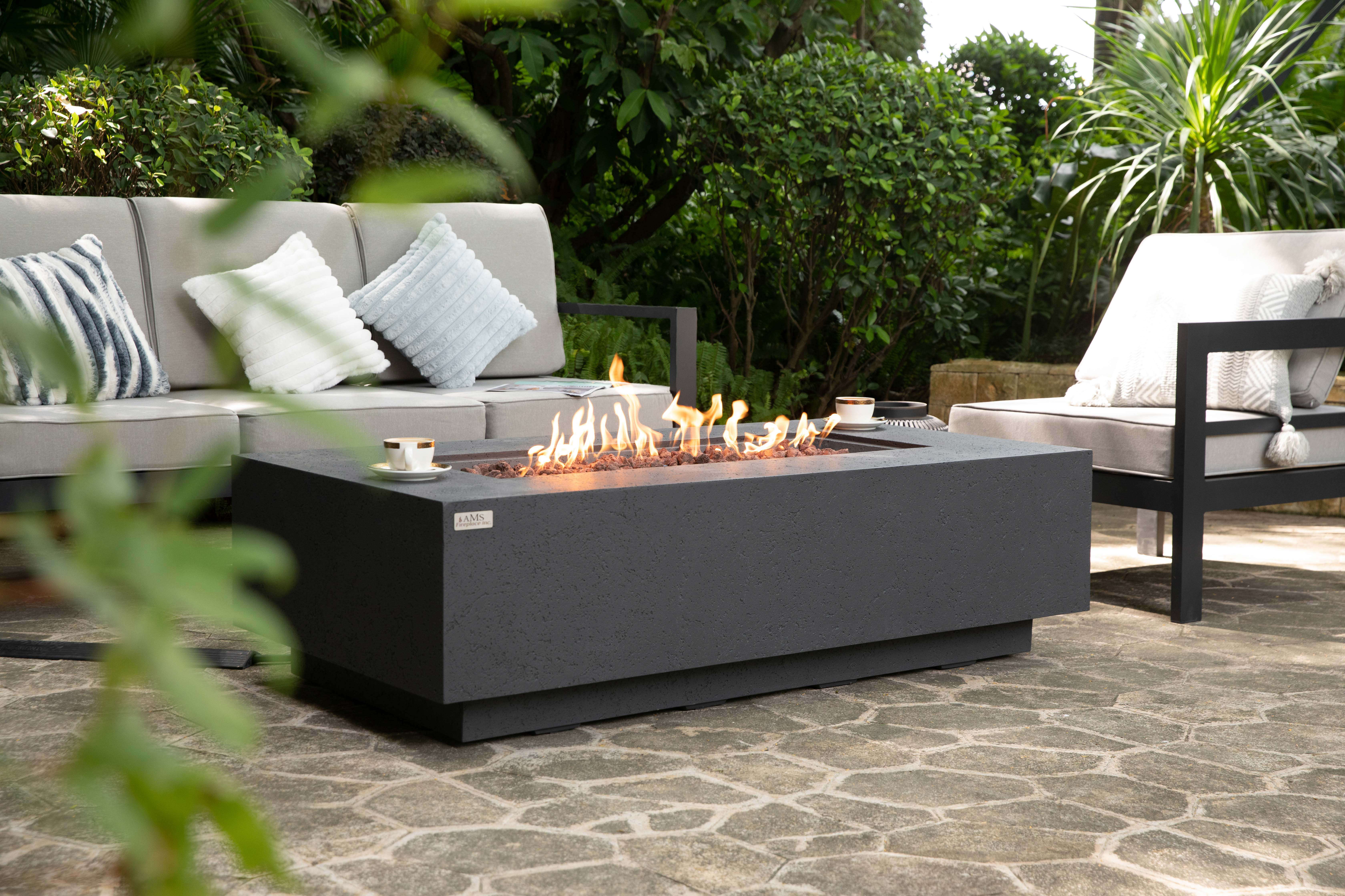 Latitude Run® Madison 60" Travertine Natural Gas Fire Pit Table with ...