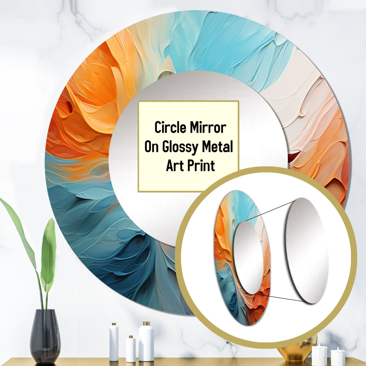 Design Art Teal Orange Bold Abstract Flow Collage I - Abstract Collages ...