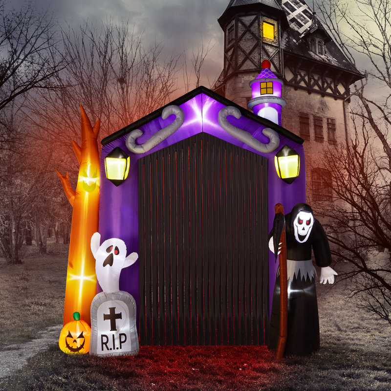 The Holiday Aisle® 9.8FT Death Gravestone Archway Inflatable Halloween ...