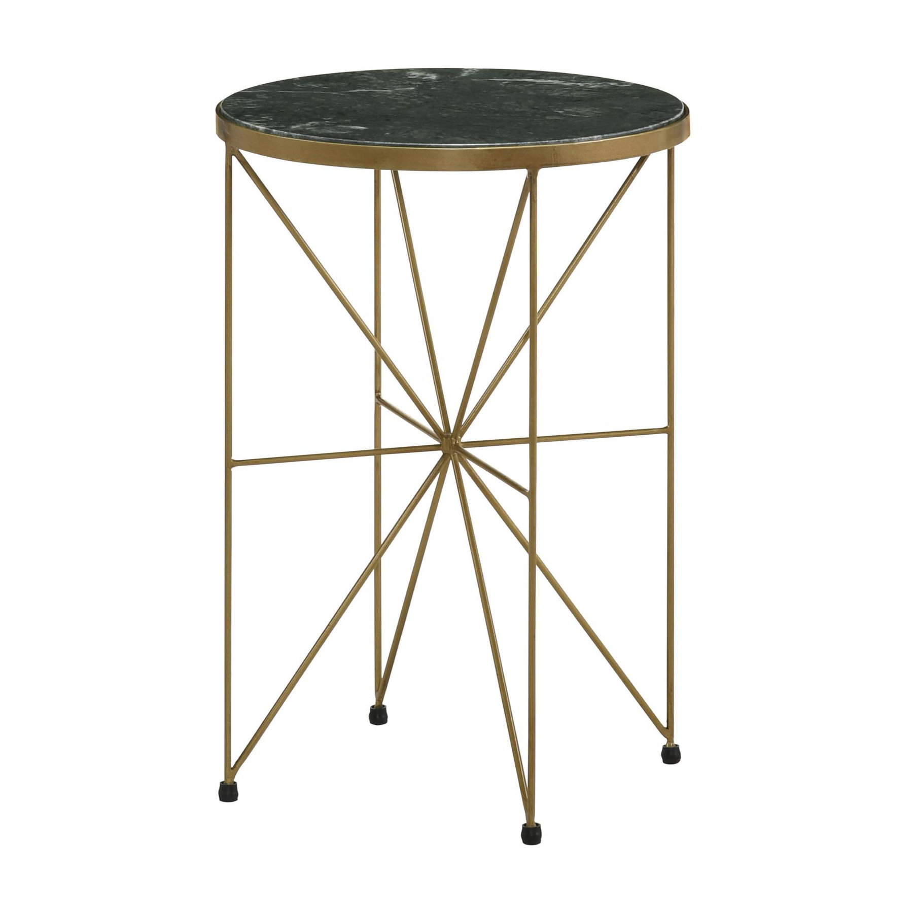 Mercer41 Oslinde 22.5'' Tall End Table with Marble Top in Green and Antique Gold | Wayfair