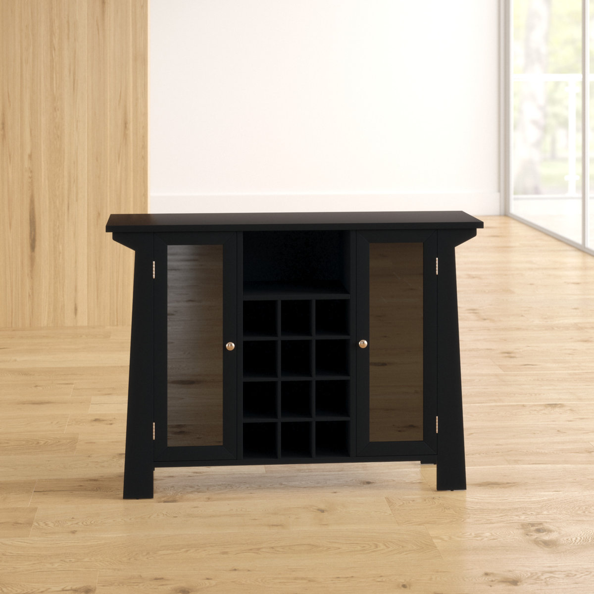 Ebern Designs Firat Metal Console Table 12 Bottle Wine Rack, Liquor Bar ...