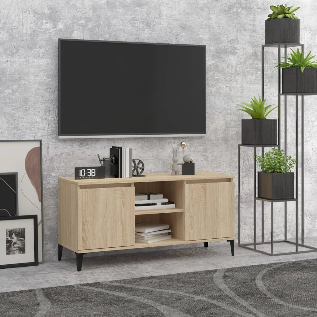 vidaXL TV Stand with Metal Legs Sideboard Entertainment Center Media ...