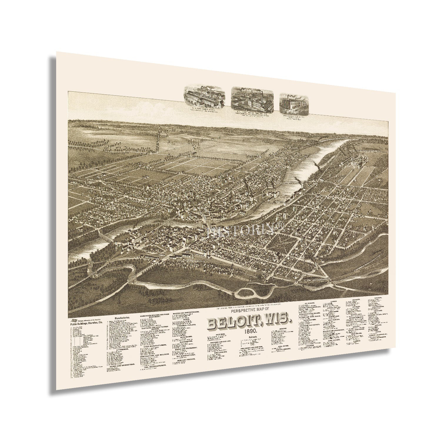 HISTORIC PRINTS 1890 Beloit Wisconsin Map On Paper Print | Wayfair