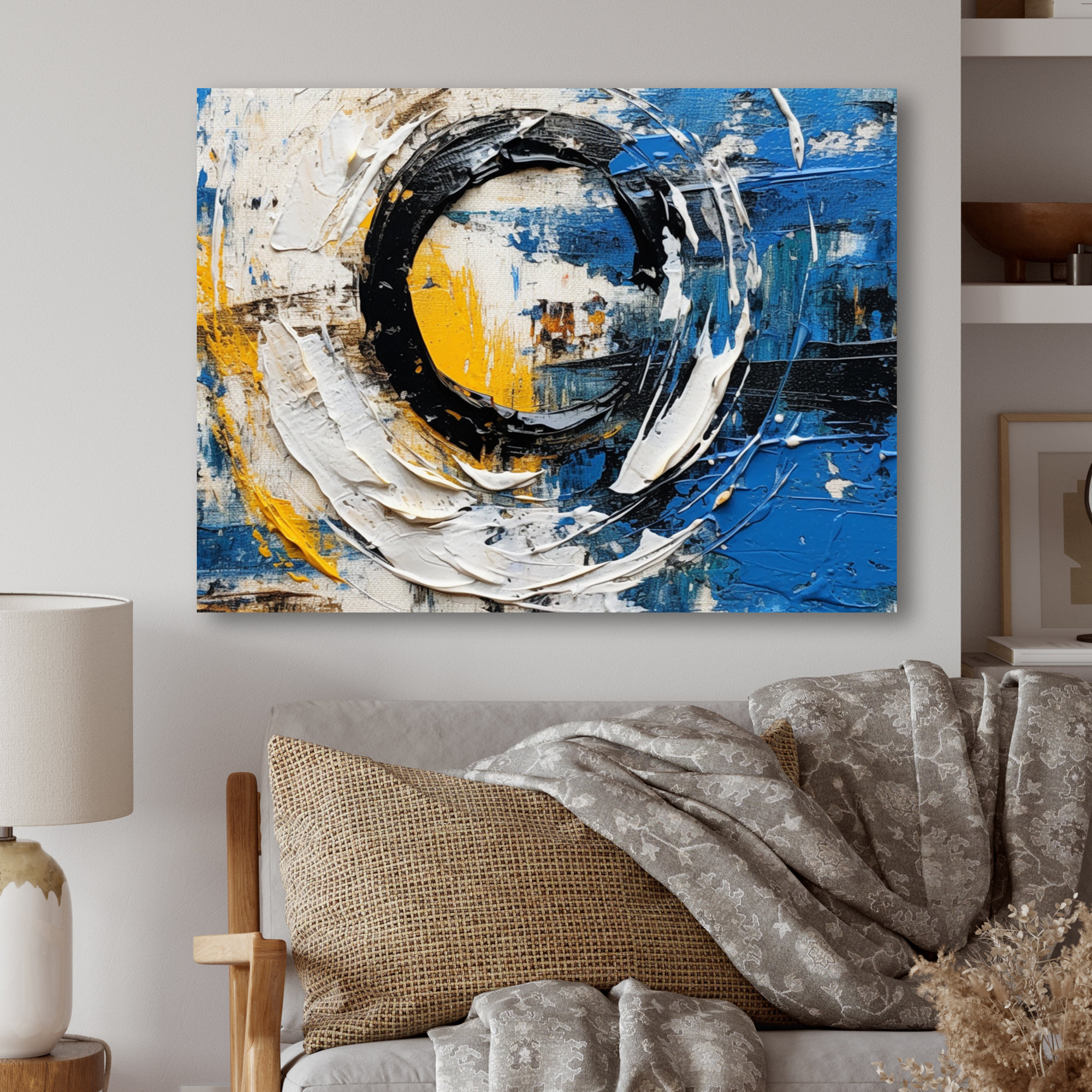 Orren Ellis Blue White Cubist Fusion - Cubism Metal Wall Decor | Wayfair