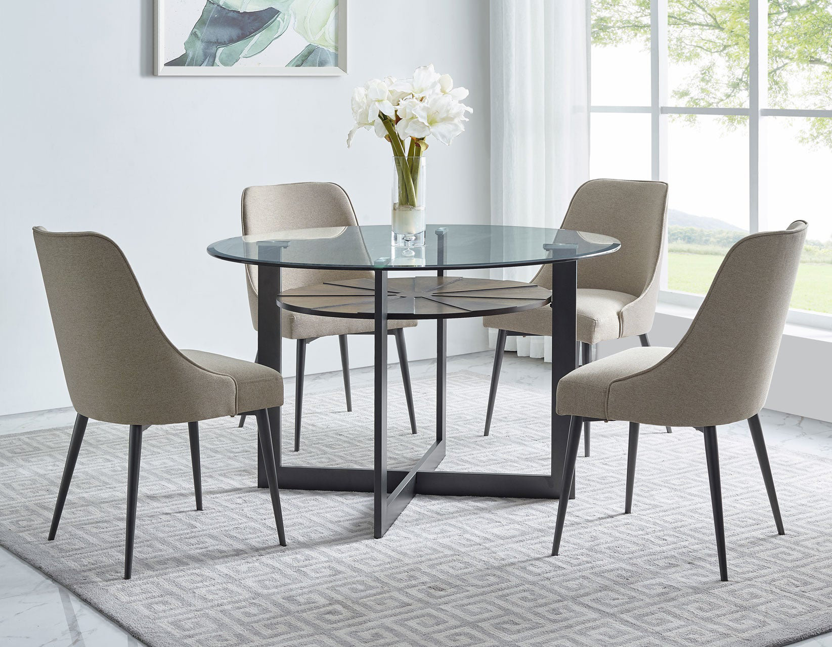 Corrigan Studio® Olson 5 Piece Set(Glass Top Table & 4 Side Chairs) | Wayfair