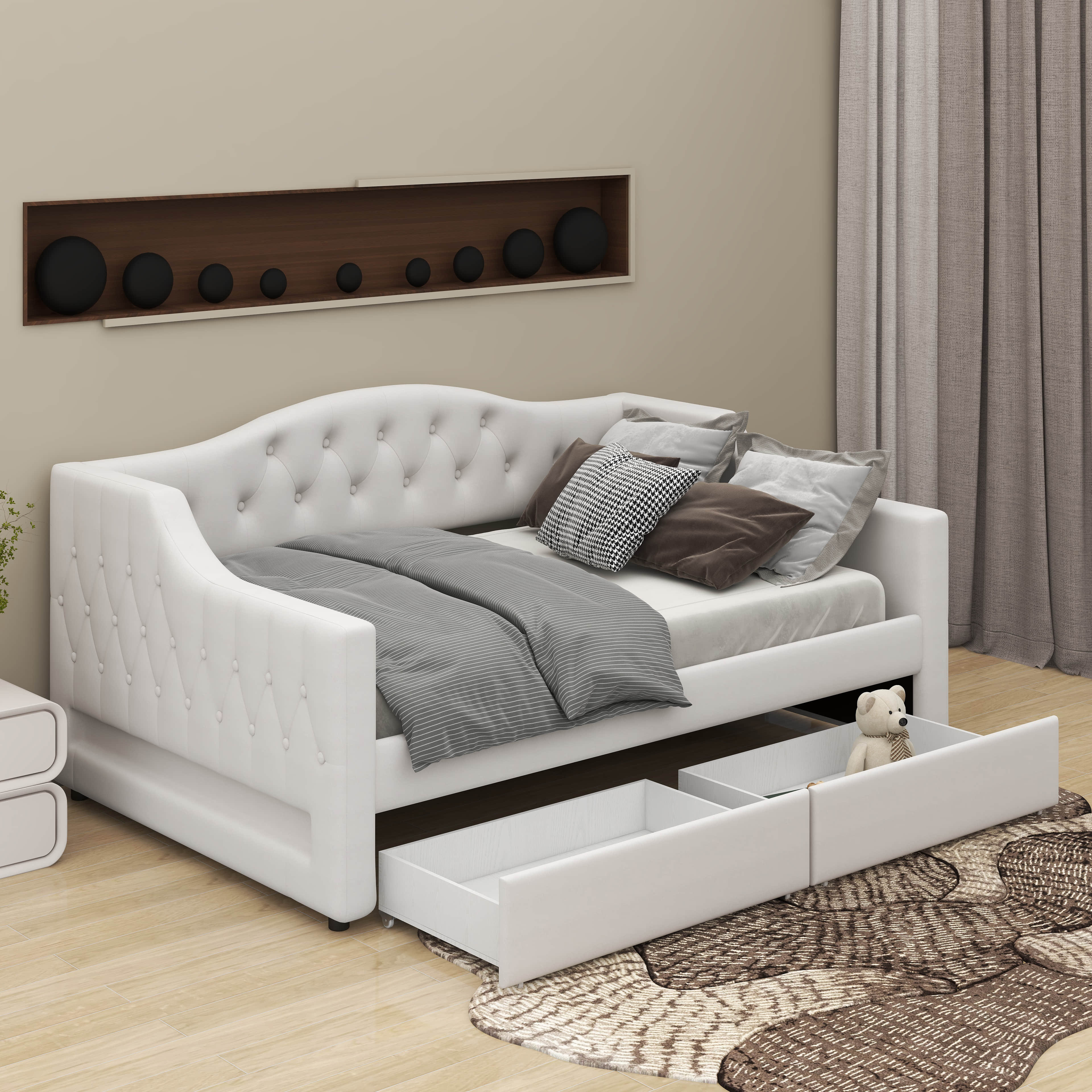 Lark Manor™ Upholstered Twin XL Size Daybed With LED Belt And 2 Drawers ...