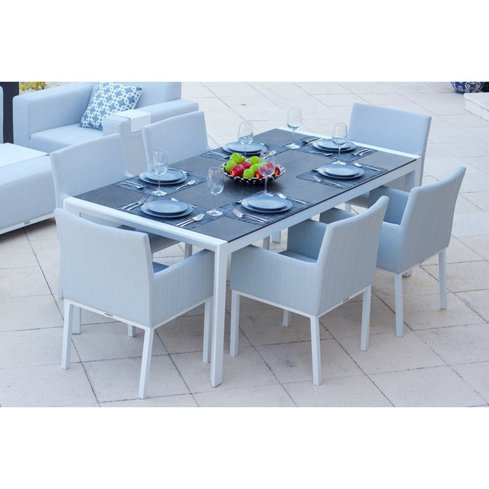 AKOYA Outdoor Essentials Milan 6 - Person Rectangular Outdoor Dining ...