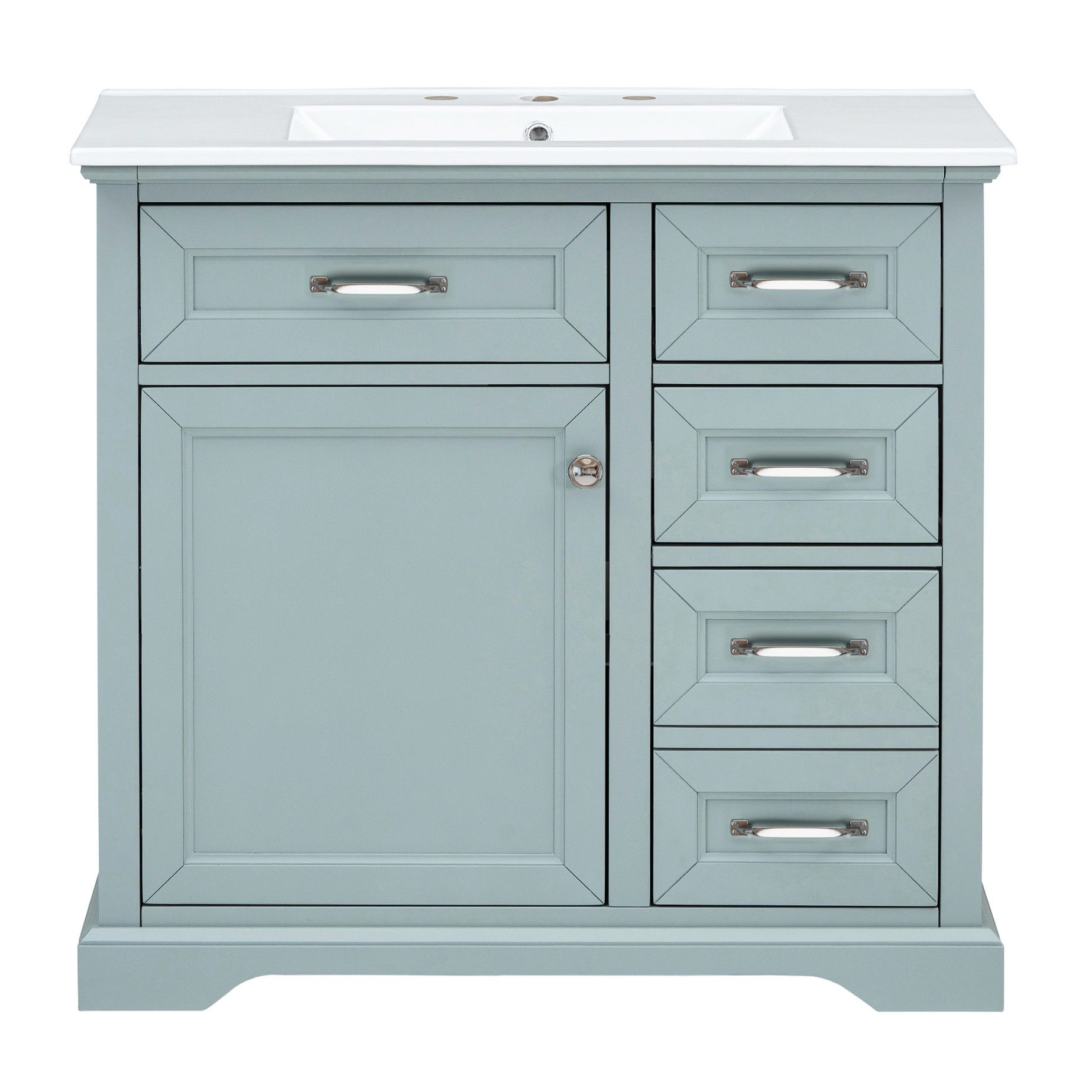 Ebern Designs 36" White Bathroom Vanity Featuring Ceramic Undermount ...