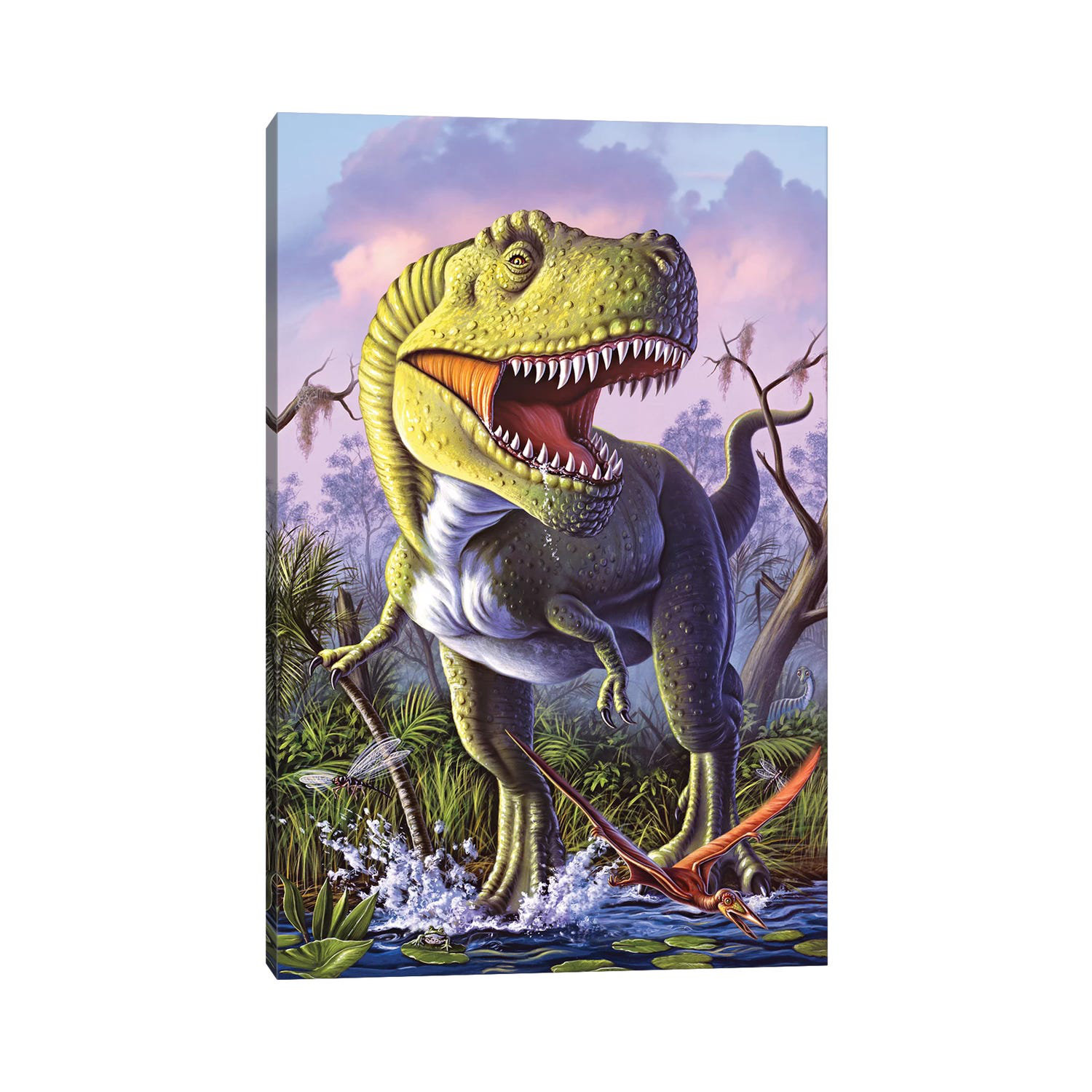 East Urban Home A Tyrannosaurus Rex Crashes Through a Swamp by Jerry ...